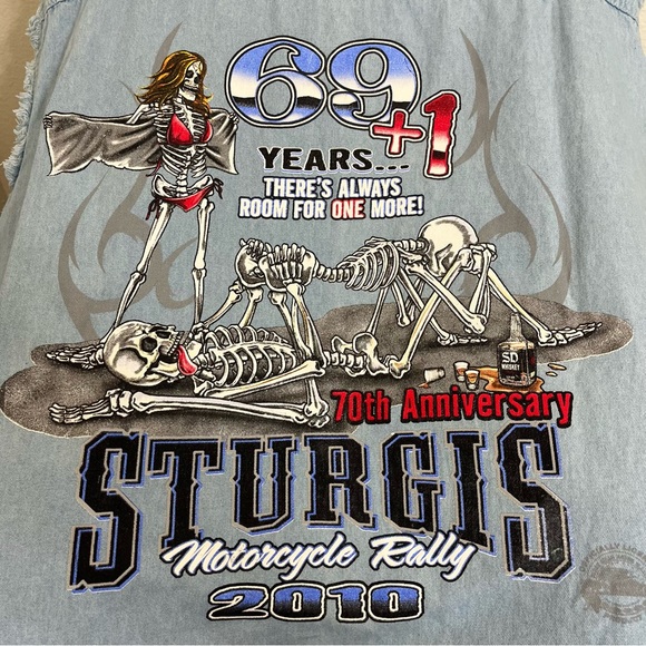 Shirts | 210 Sturgis Motorcycle Rally 70th Anniversary Cut Off Denim ...
